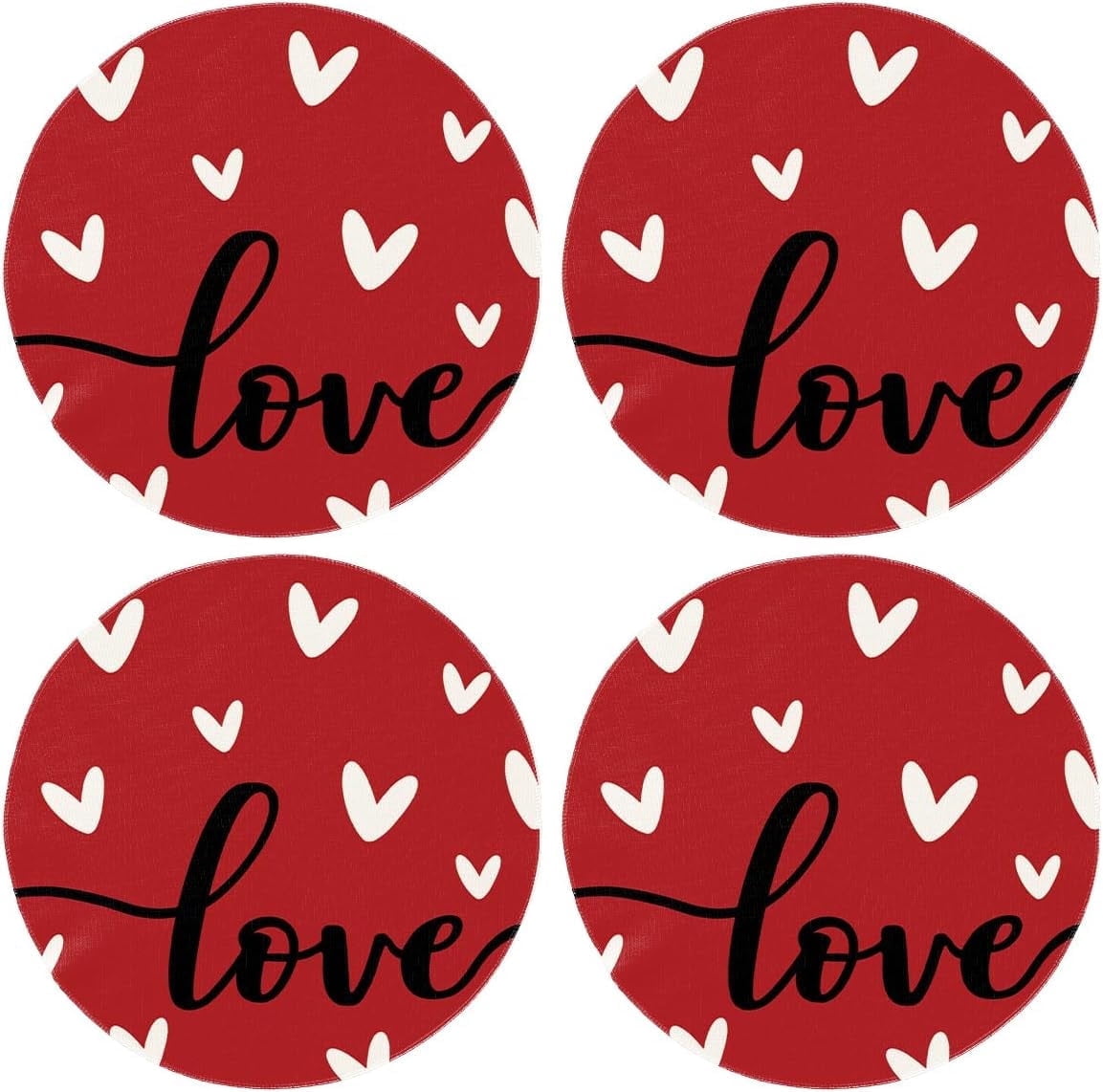 YIBAGA Valentines Day Table Placemats, Love Sweet Heart Placemats for ...