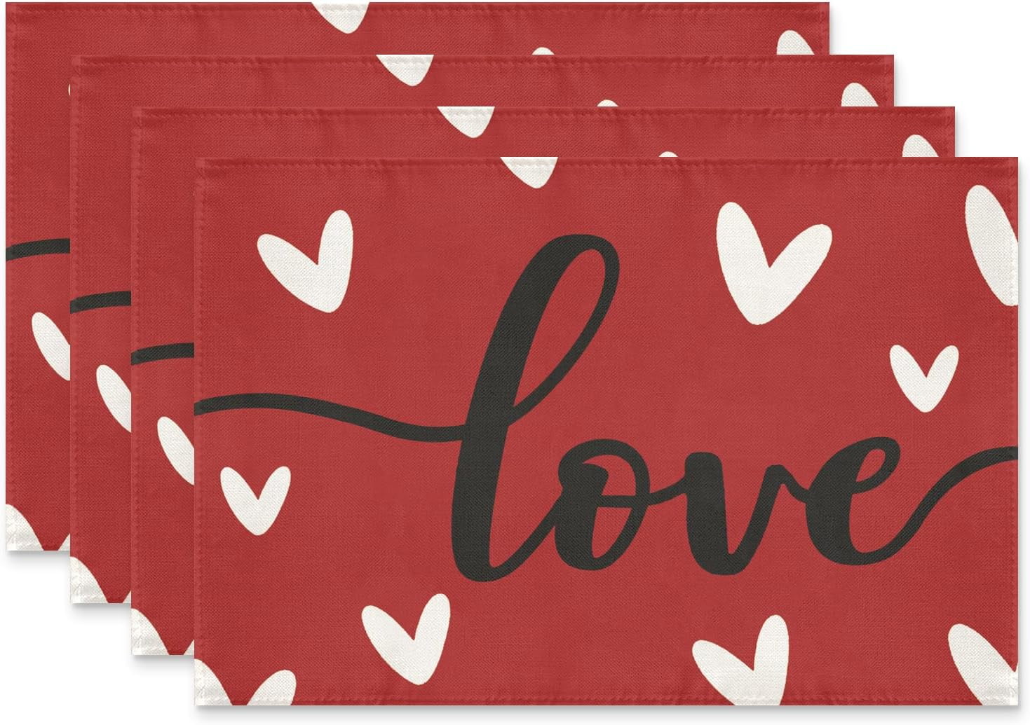 YIBAGA Valentines Day Placemats, Love Sweet Heart Placemats for Table ...