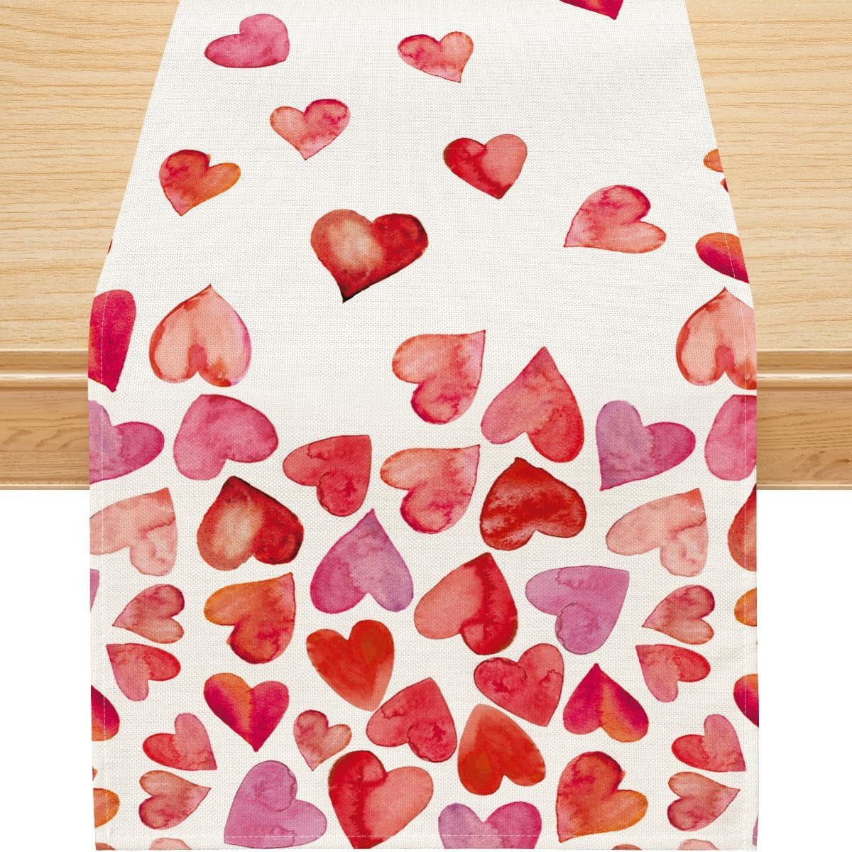 YIBAGA Valentines Day Table Runner, Pink Red Love Heart Runner for ...