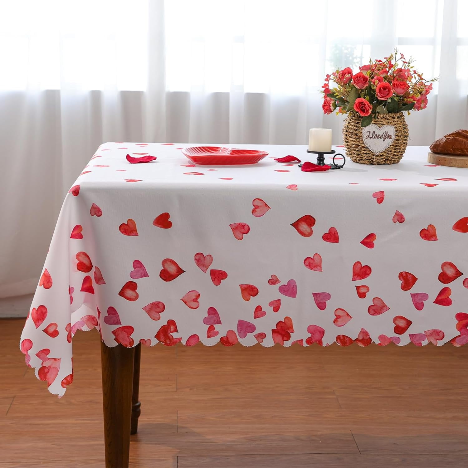 YIBAGA Valentines Day Tablecloth, Sweat Heart Tablecloth, Waterproof ...