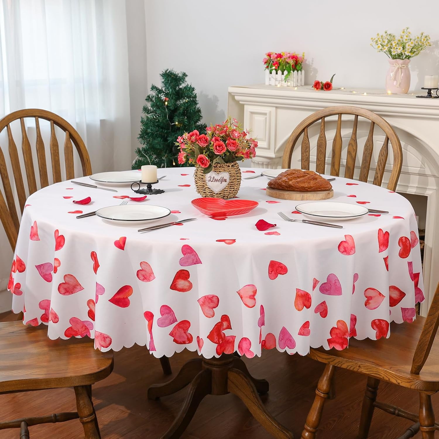 YIBAGA Valentines Day Tablecloth, Sweat Heart Tablecloth, Waterproof ...