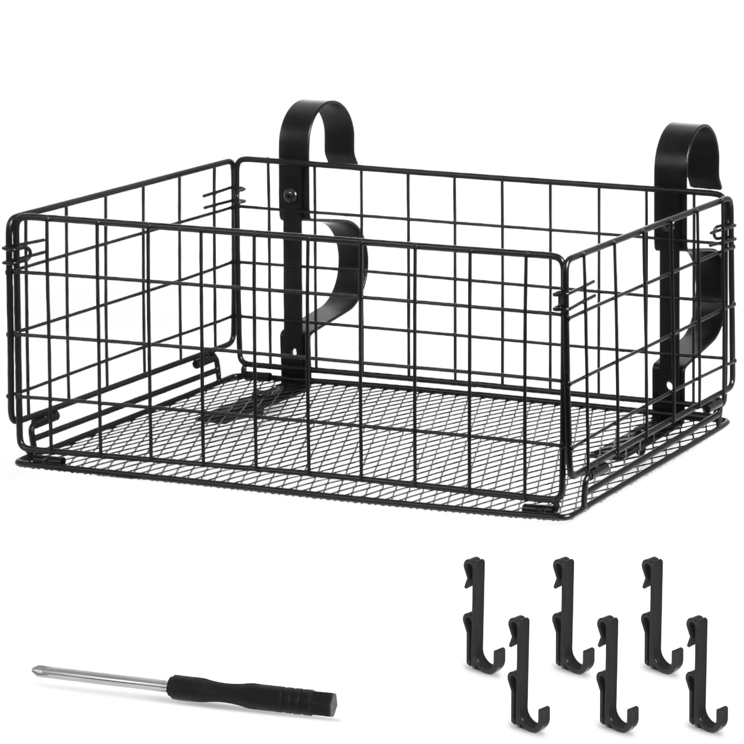 YIBONIKA Poolside Foldable Storage Basket Metal Above Pool Accessories ...