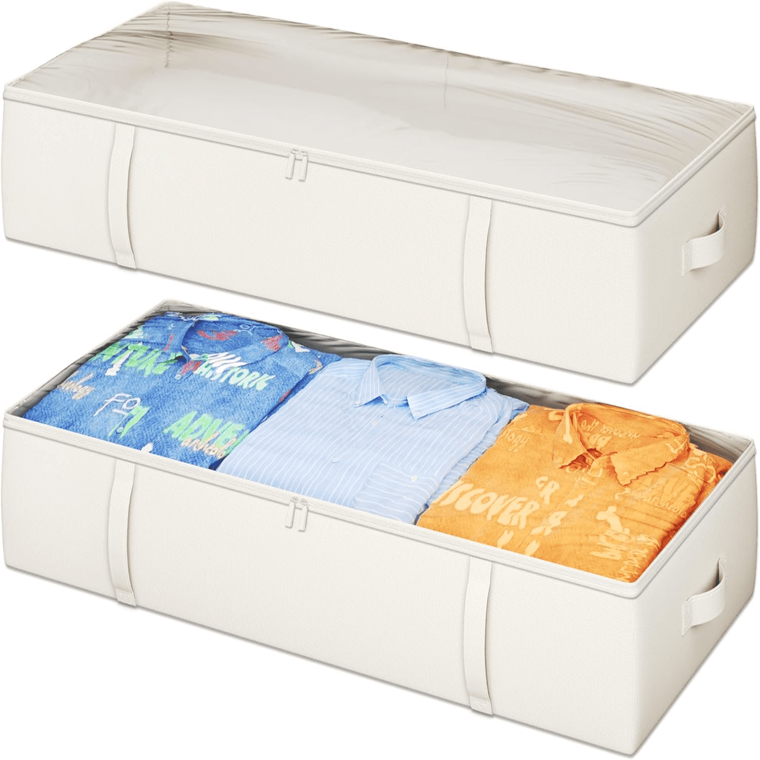 YIBUOINO 2-Pack Under Bed Storage Containers 4.5 Inches Tall Low ...