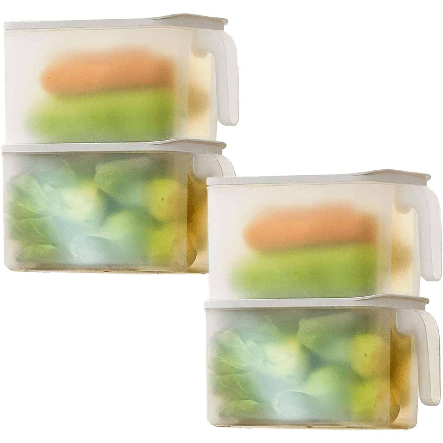 YIBUOINO 2 Pack Plastic Divided Veggie Storage Containers with Lids and ...