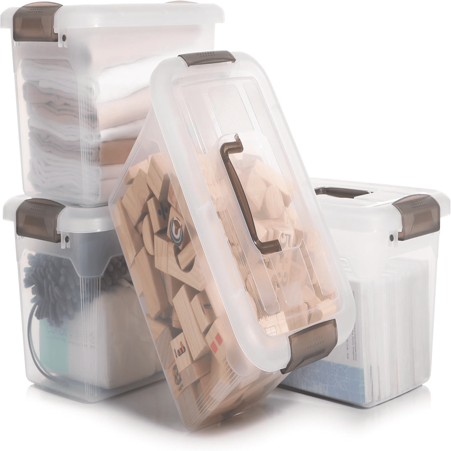 YIBUOINO Citylife 4 Packs 6 QT Storage Bins with Lids Clear Plastic ...