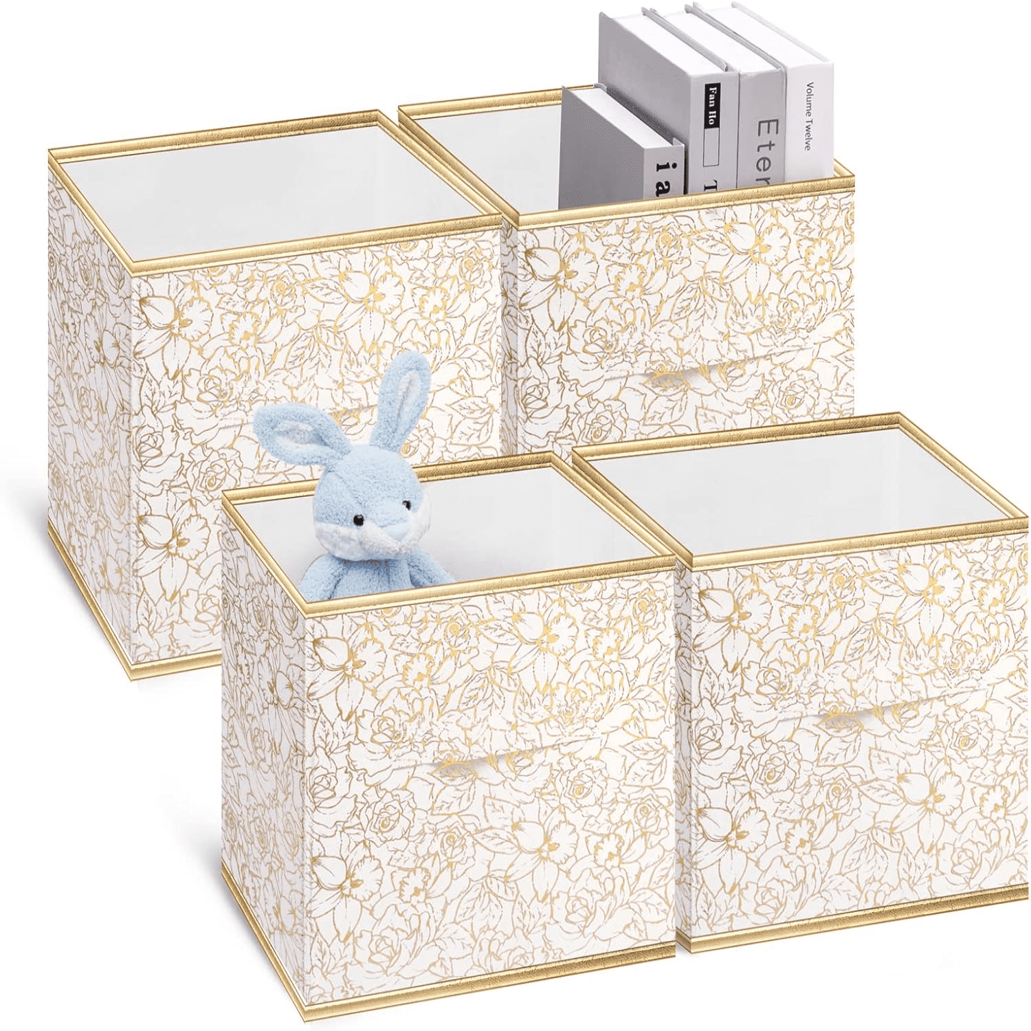 YIBUOINO Storage Cubes with Lids 11 Inch Foldable Metallic Fabric Cube ...
