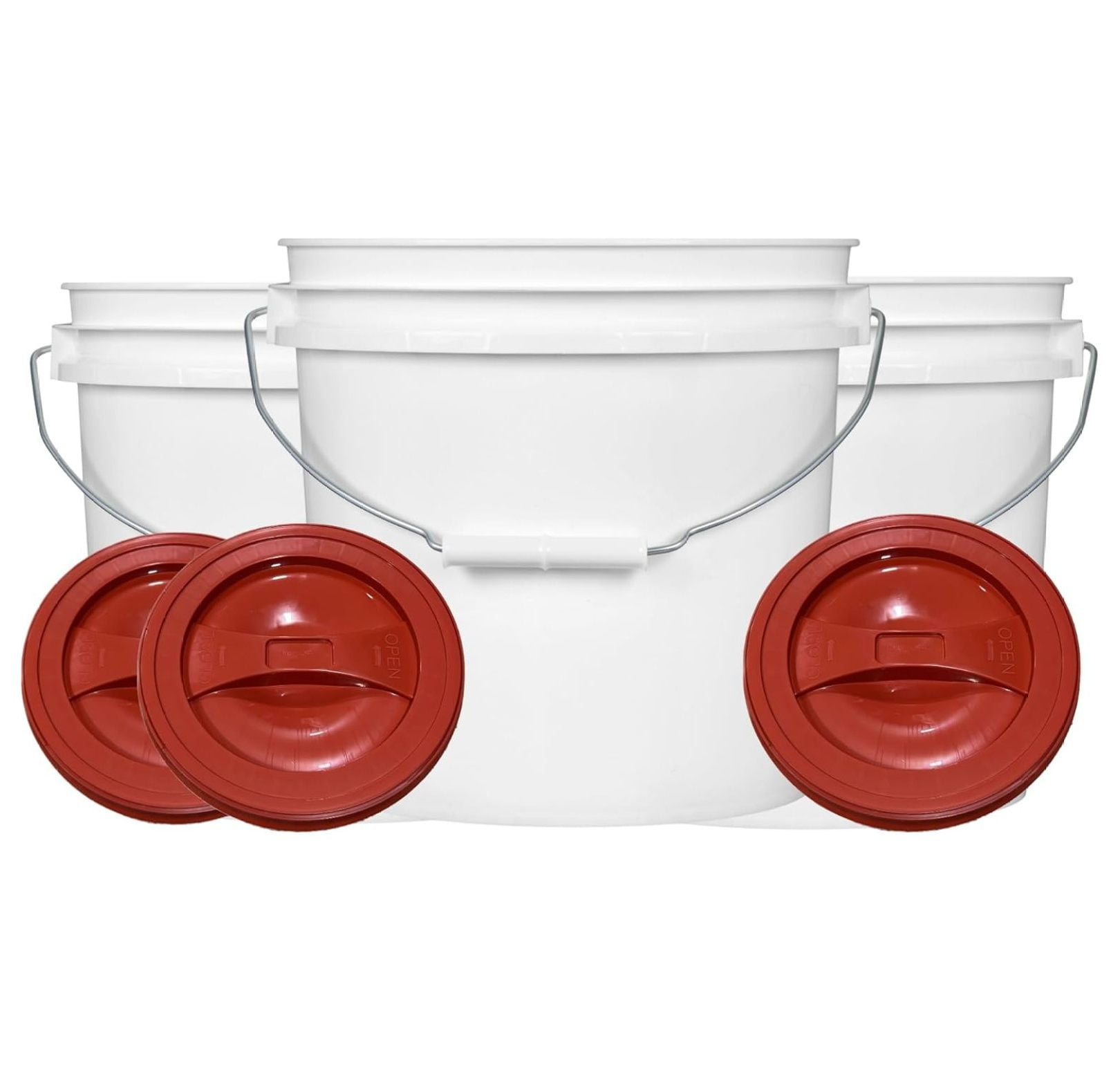 YIDOADFEAP 2 Gallon White Bucket with Screw on Lid - Pack of 3 Made in ...