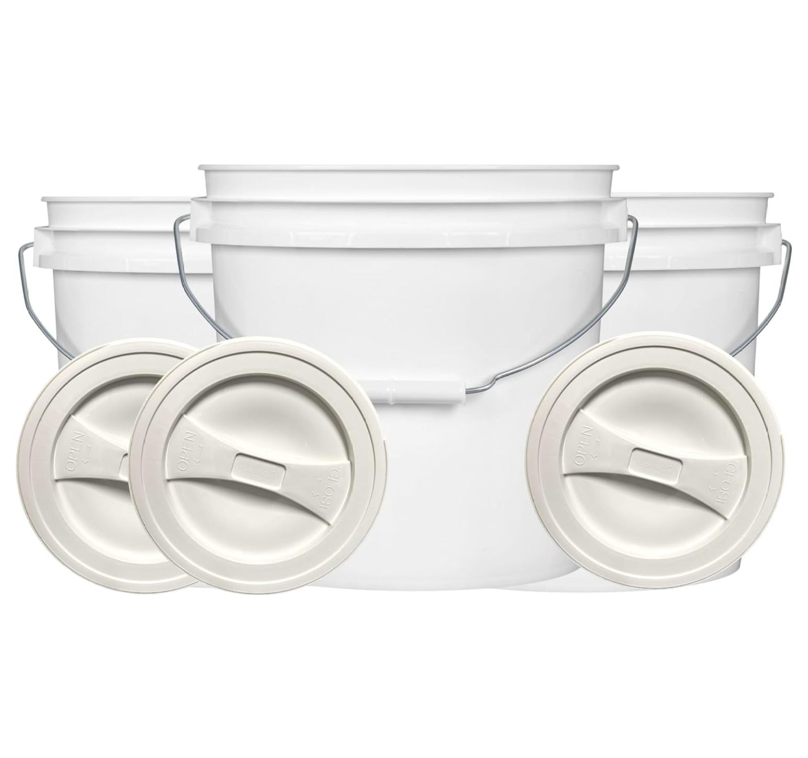 YIDOADFEAP 2 Gallon White Bucket with Screw on Lid - Pack of 3 Made in ...