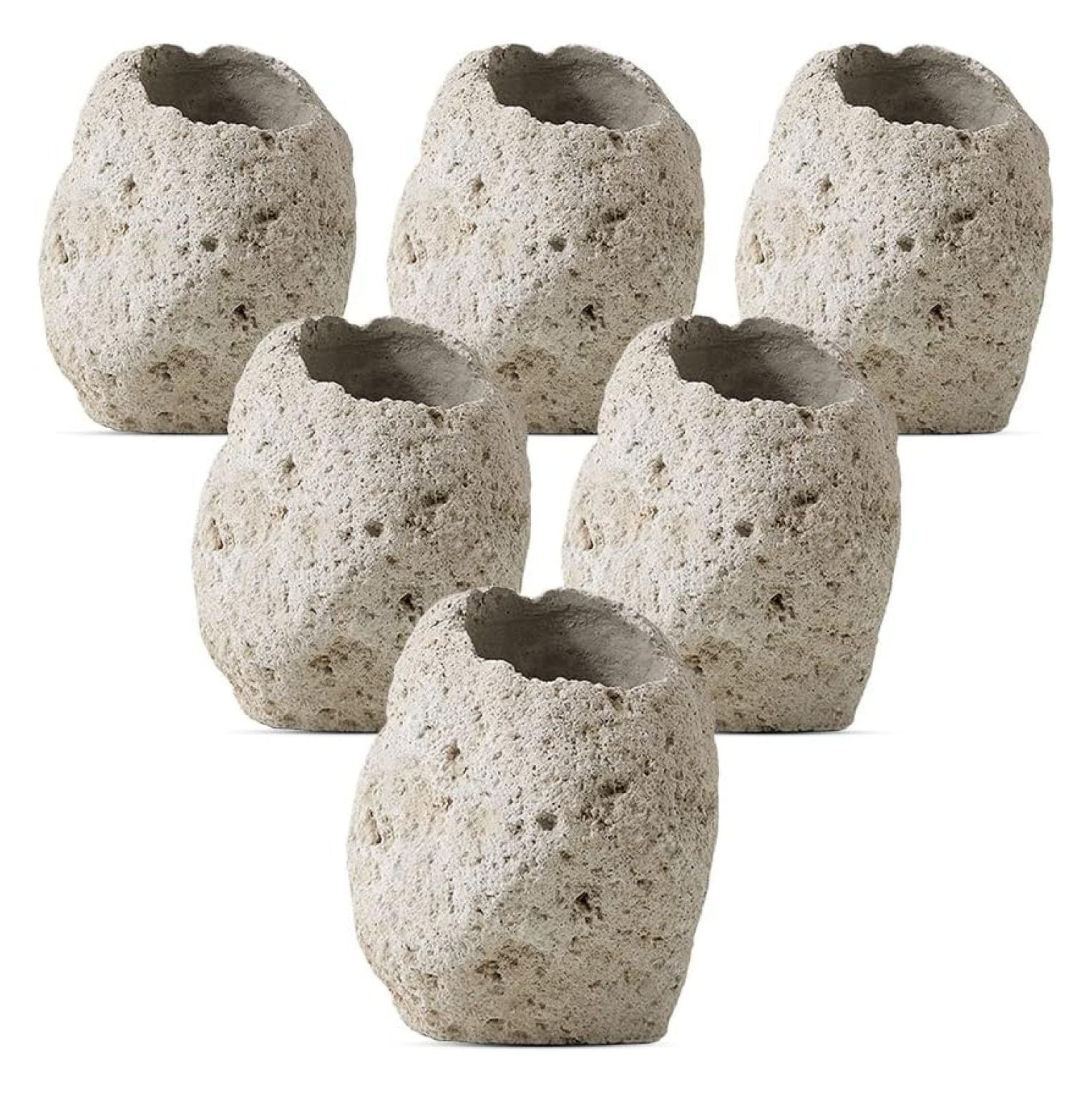 YIDOADFEAP Chunky Pumice Stone Vase, Lava Rock Vase for Flowers, Plants ...