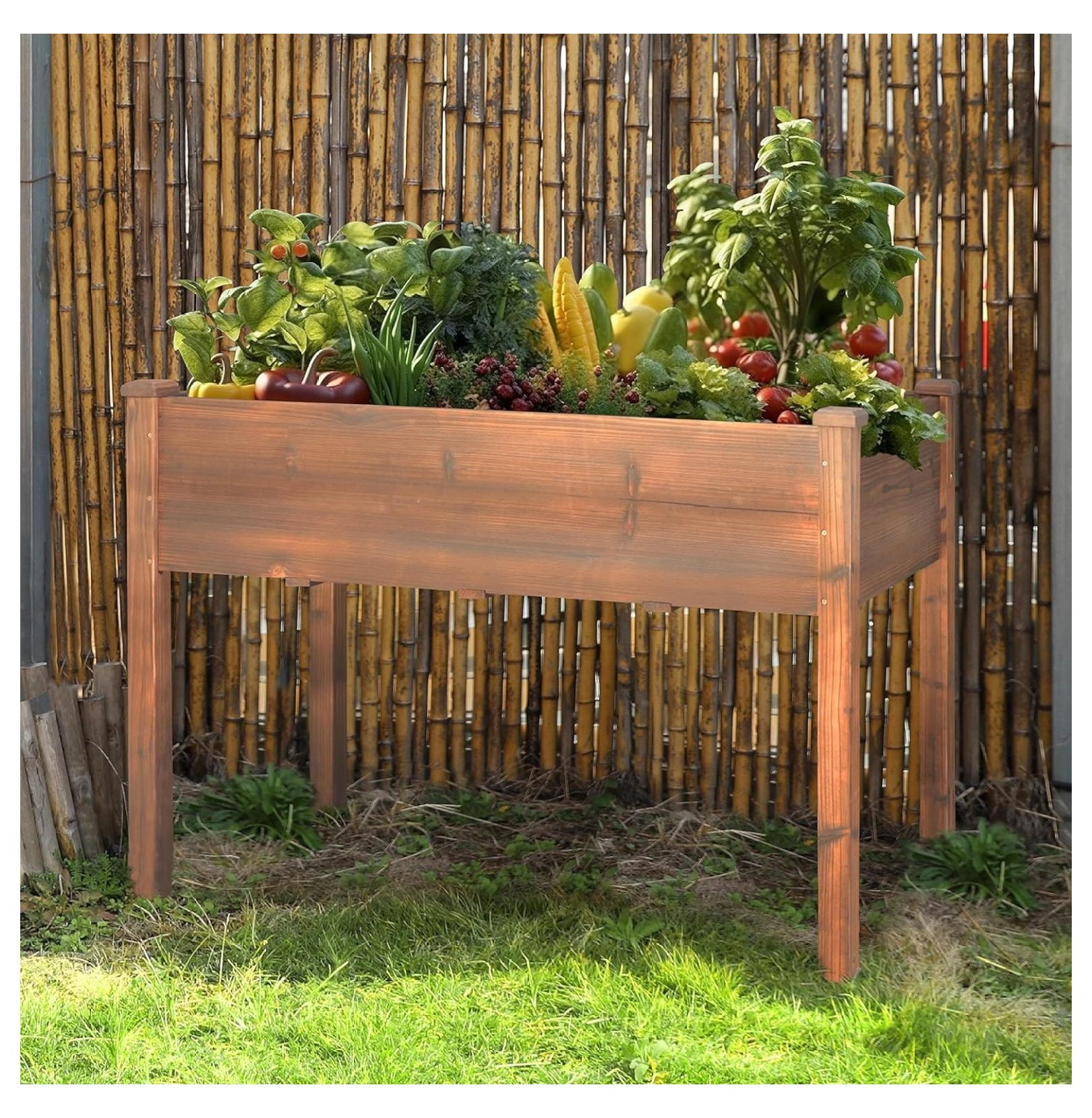 YIDOADFEAP Raised Garden Bed, Planter Box with Liner, Drainage Holes ...