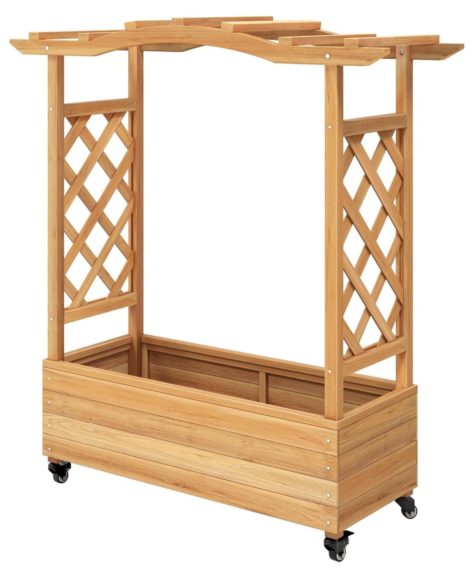 YIDOADFEAP Raised Garden Bed with Trellis Movable, Weather Resistant ...