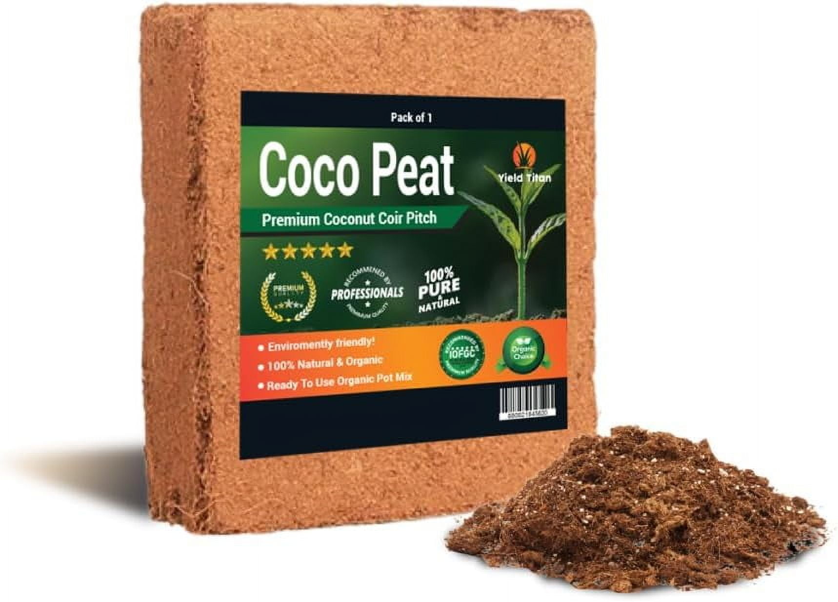 Yield Titan Organic Coco Coir, Indoor/Outdoor Gardening Soil, 10+ LBS ...