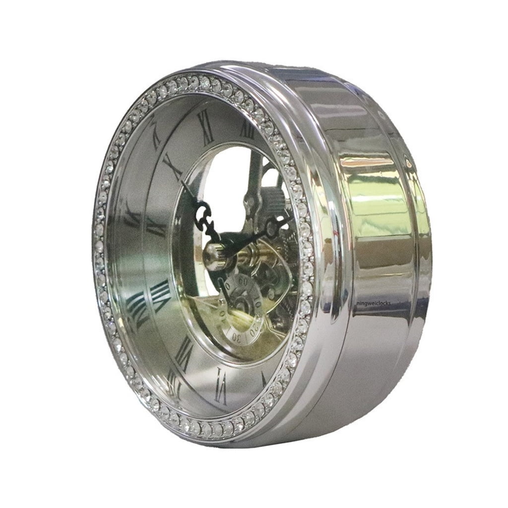 YIEMEEN 100mm Desk Clock with Quiet and Luxurious Crystal Detail Clocks ...