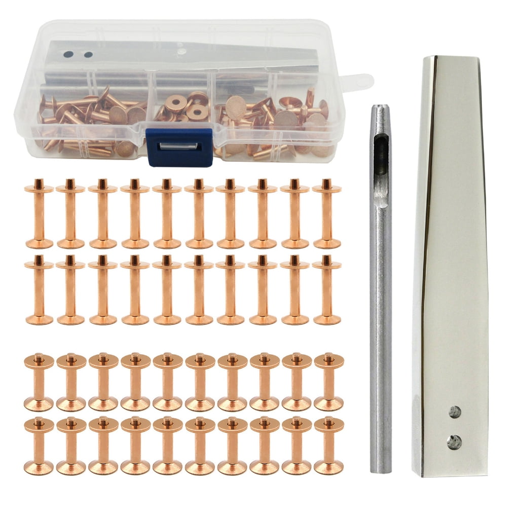 YIEMEEN 40 Sets Rivets and Burrs with 3.5 Rivet Punch Tool for Belt ...