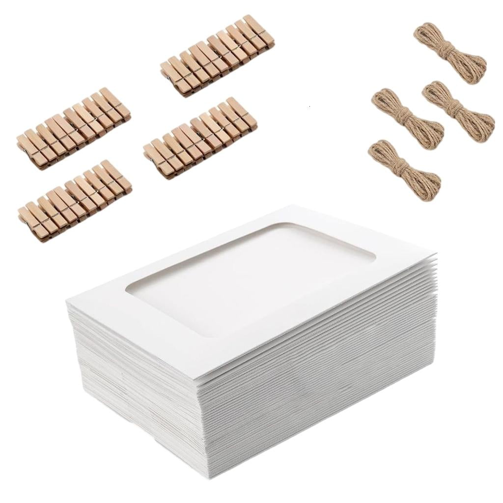 YIEMEEN 40Pieces White Paper Picture Frames Photo Display Garland Set ...