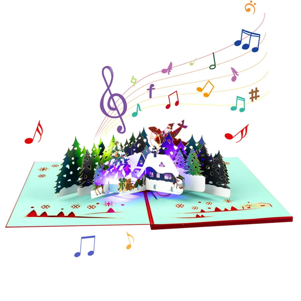 YIEMEEN Celebratory 3D Christmas Card with Sound and Light Elegant ...