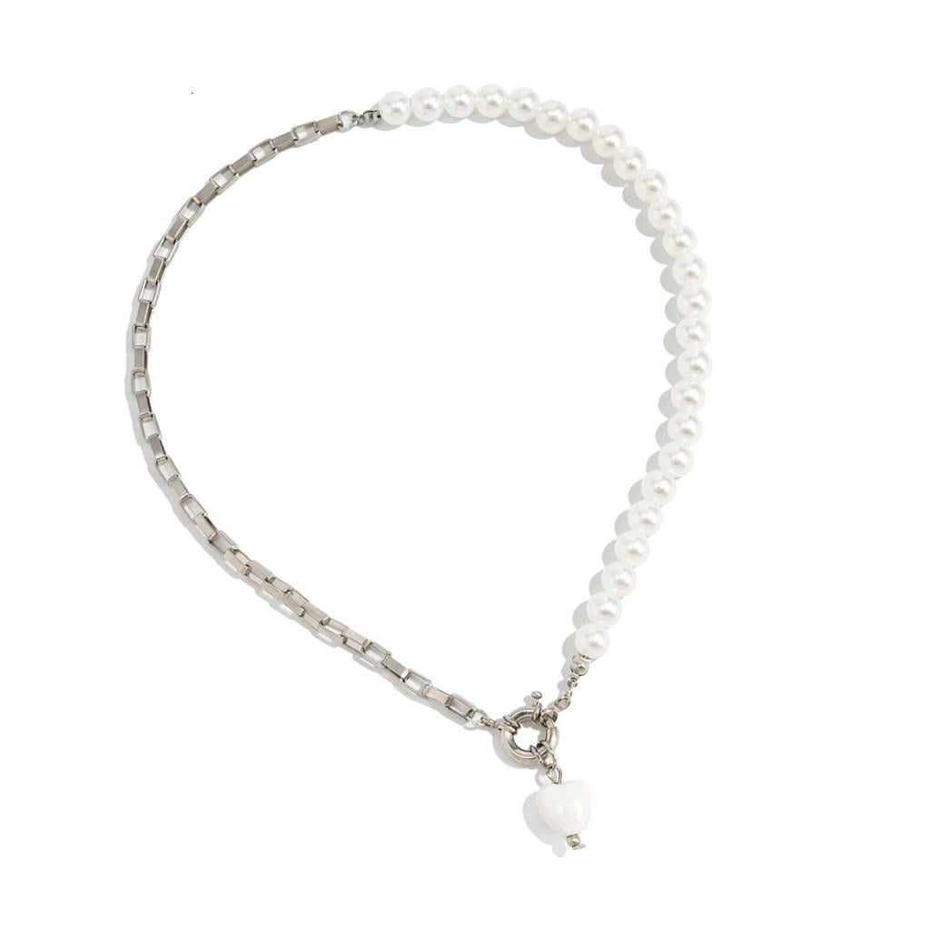 YIEMEEN Contemporary Asymmetrical Chain Necklace Mixed Textures Long ...