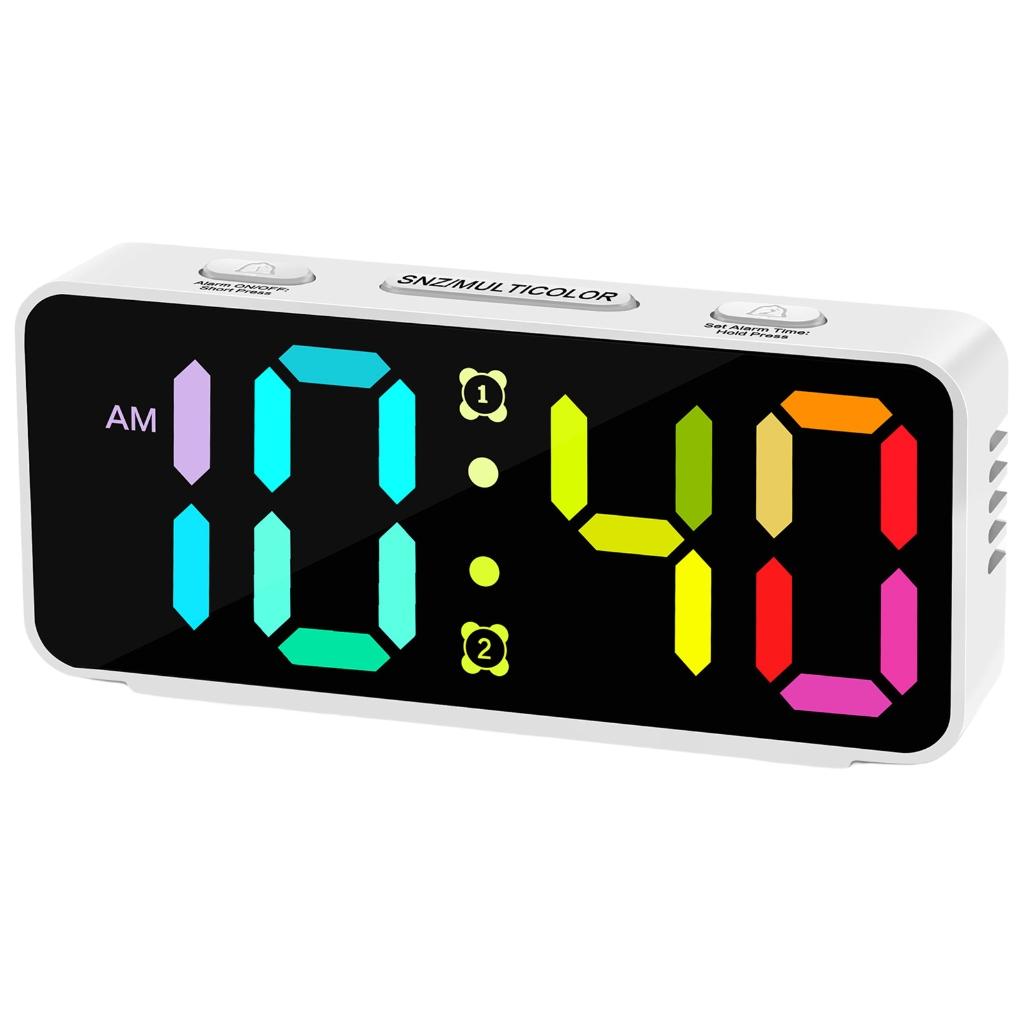 YIEMEEN Digital Bedsides Alarm Clock With 12/24 Hour Format Color ...