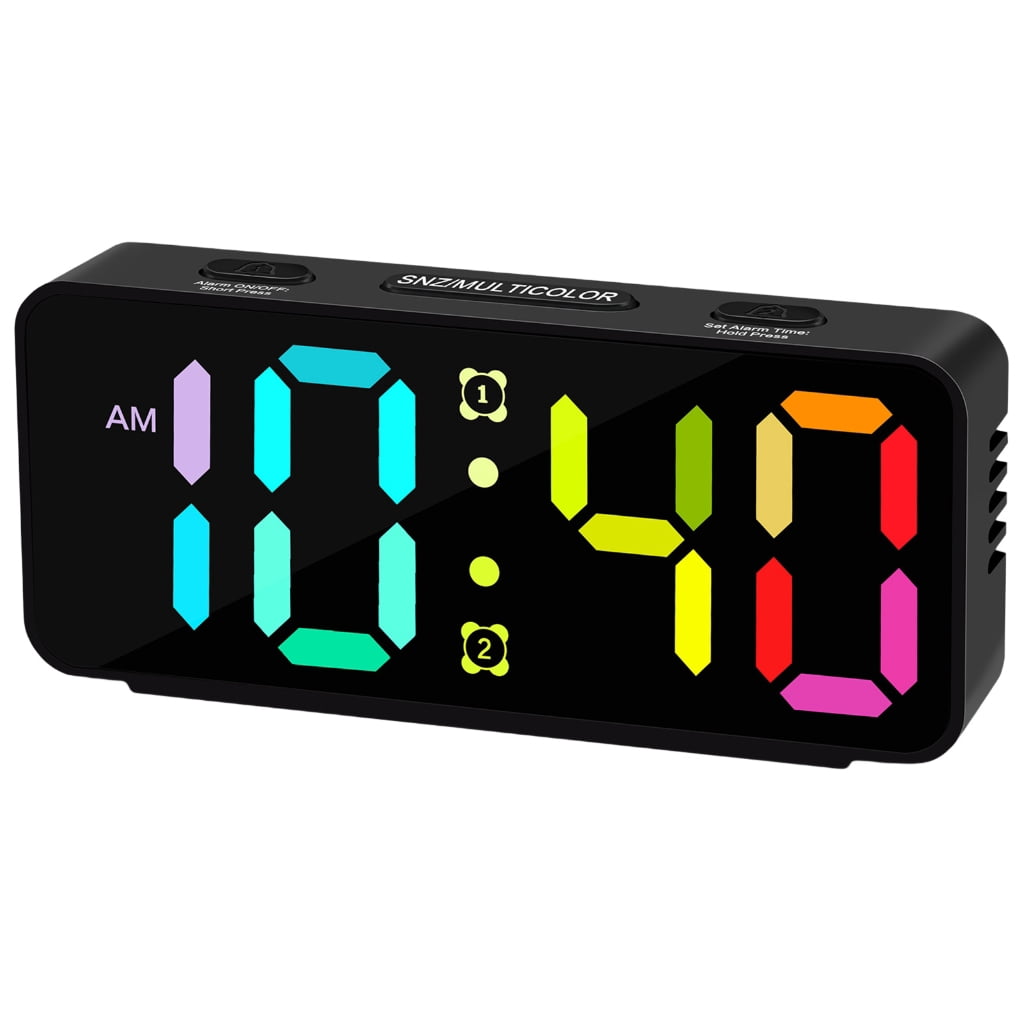 YIEMEEN Digital Bedsides Alarm Clock With 12/24 Hour Format Color ...