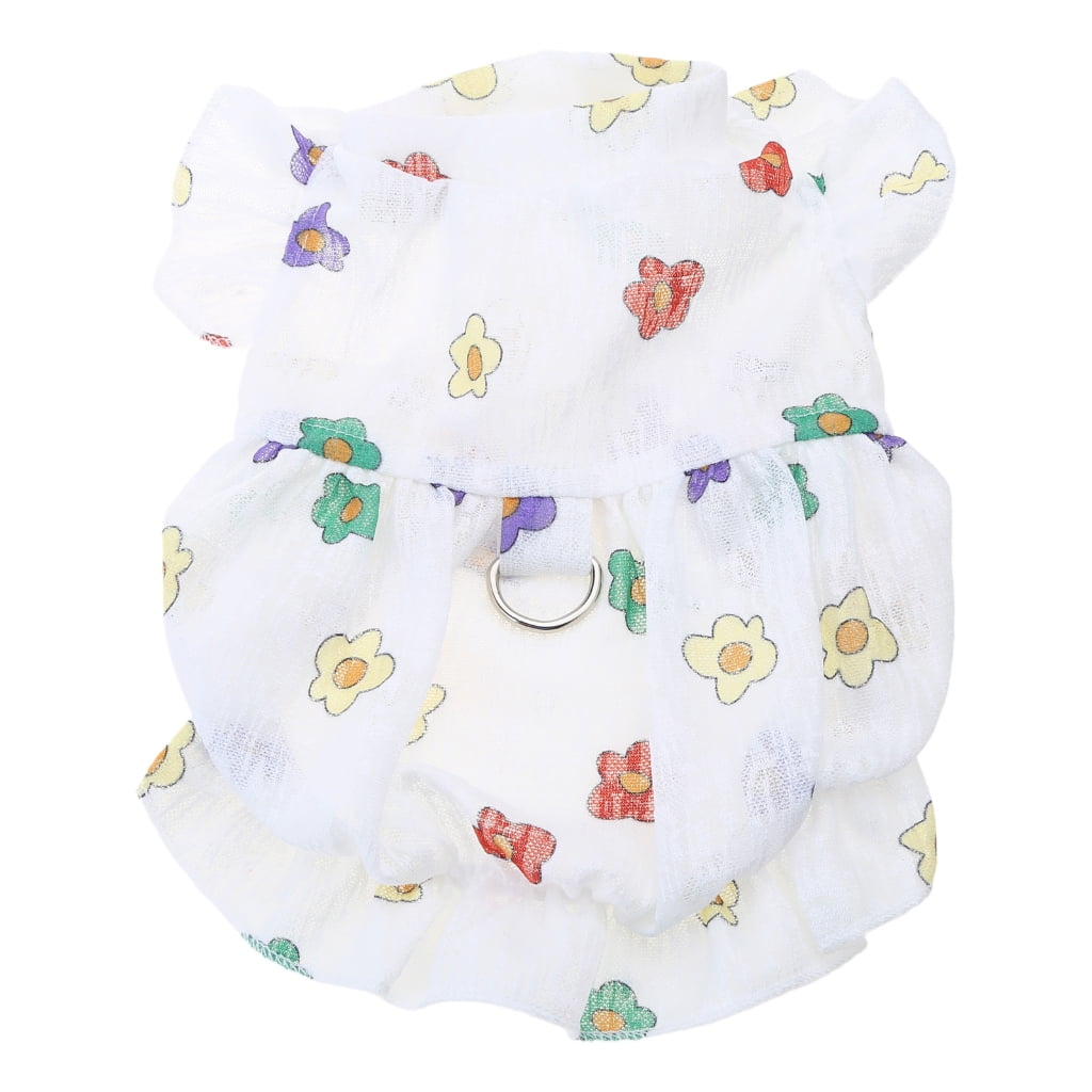 YIEMEEN Dog Dress with Flower Decors Dog Ruffle Sleeve Skirt Summer ...
