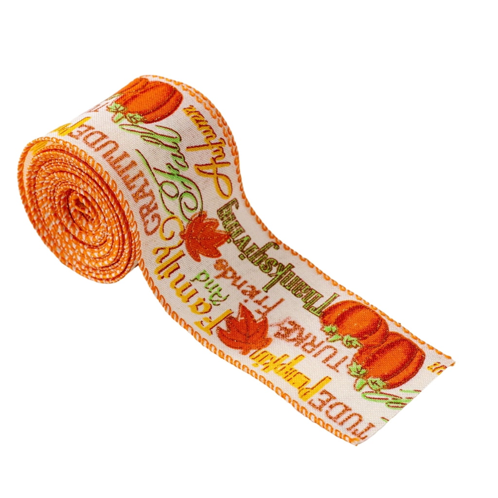 YIEMEEN Fall Harvest Polyester Ribbons with Pumpkin Maple Leaf Designs ...