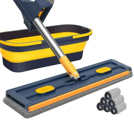 YIEMEEN Flat Floor Mop With Oversized Rotating Cleaning Head and 6 ...