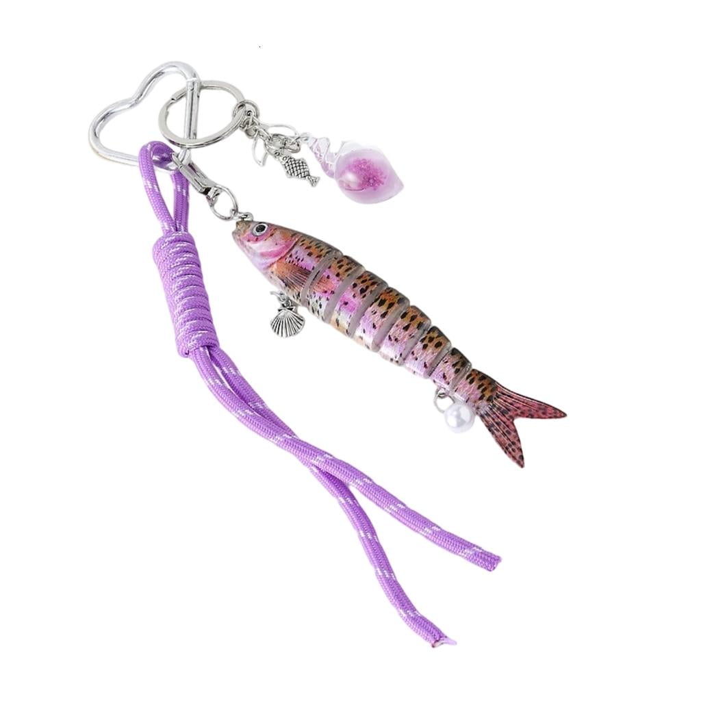 YIEMEEN Flexible Jointed Artificial Fish Keychain Handmade Fishing Gear ...