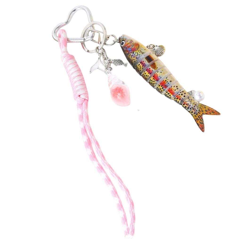 YIEMEEN Flexible Jointed Artificial Fish Keychain Handmade Fishing Gear ...