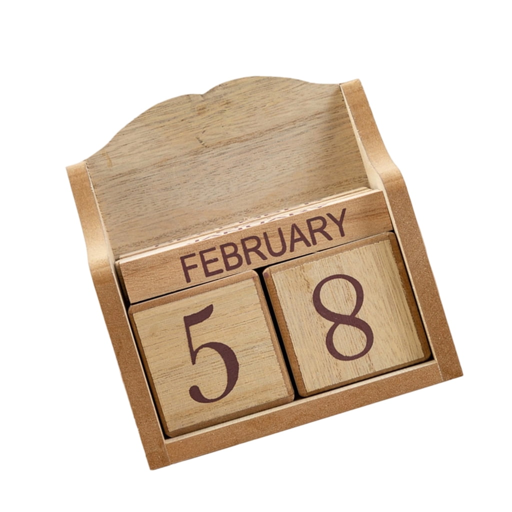 YIEMEEN Handcrafted Vintage Wood Calendar Block With Date Month ...