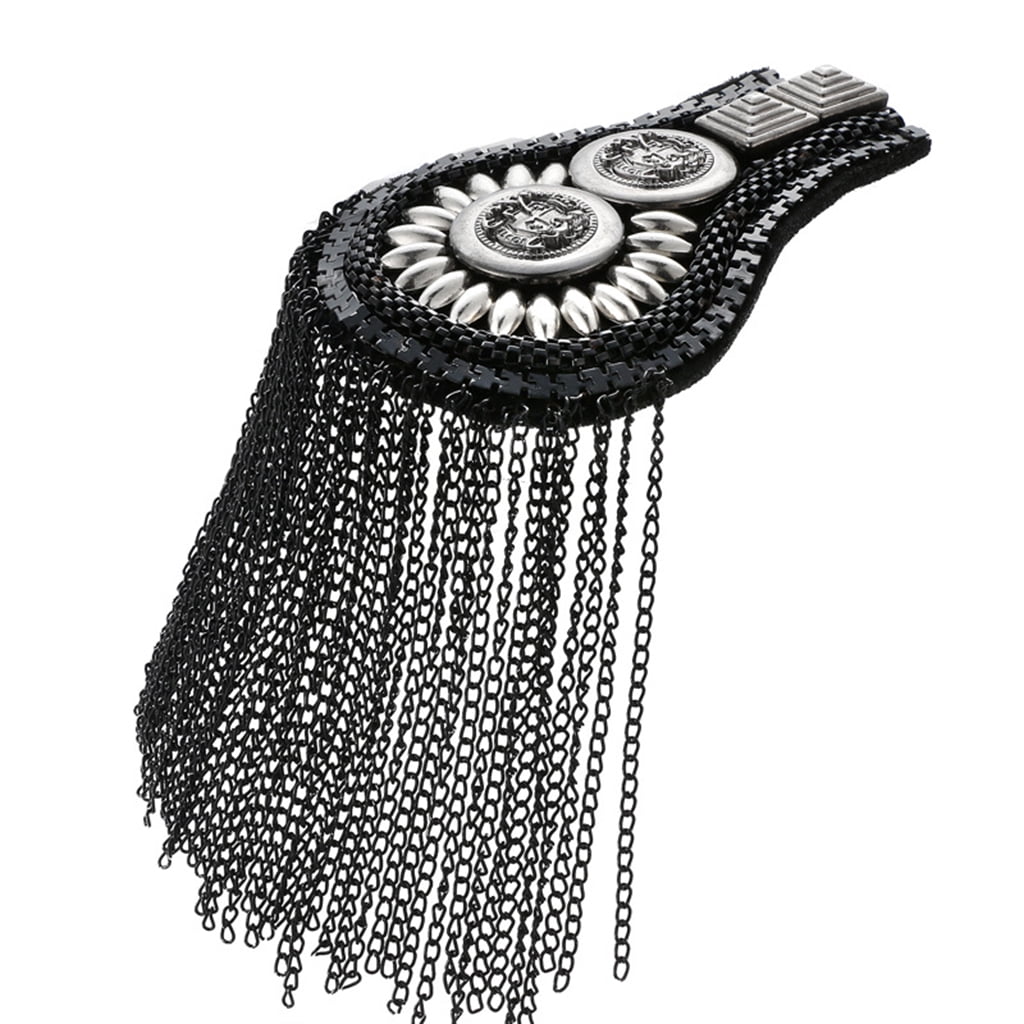 YIEMEEN Handmade for Blazer Epaulet Shoulder Board Black Silver Gold ...