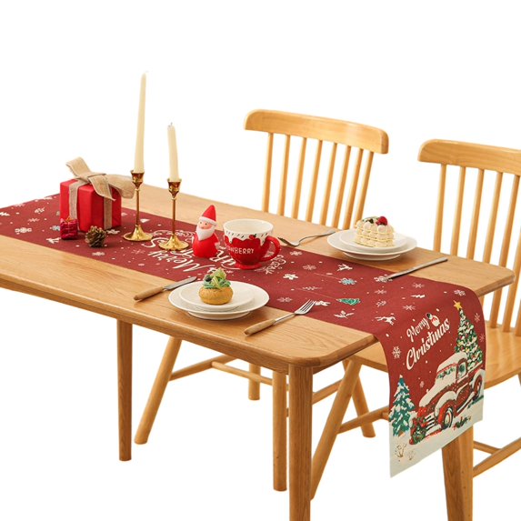 YIEMEEN Holiday Dining Table Runner Christmas Party Decorations Fabric ...