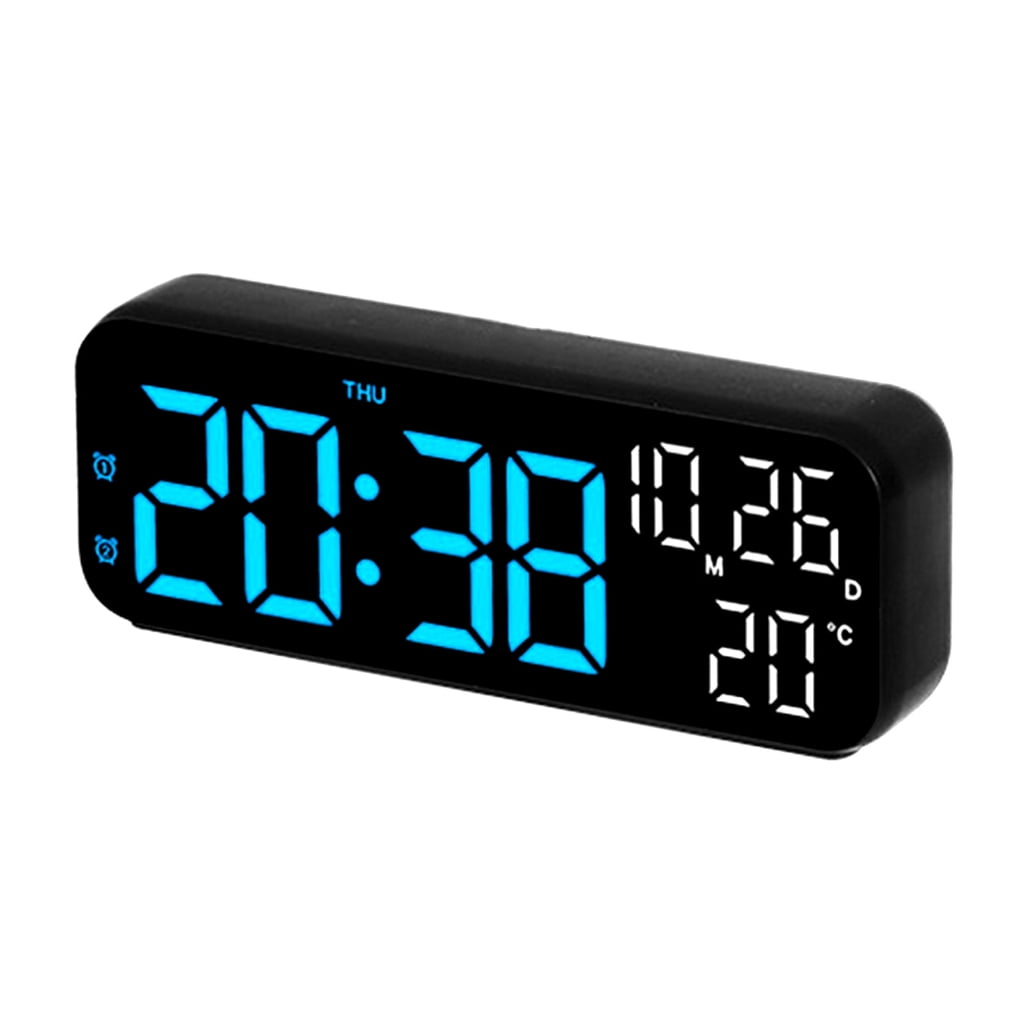YIEMEEN Modern LED Clock with Temperature and Humidity Display Voice ...