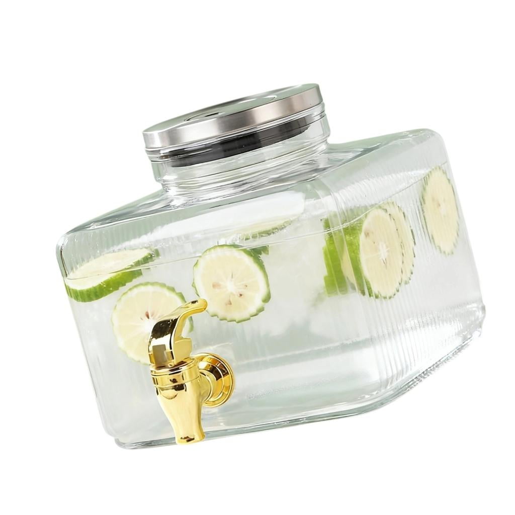 YIEMEEN Oversized Glass Water Container Auto Serve Beverage Dispenser ...