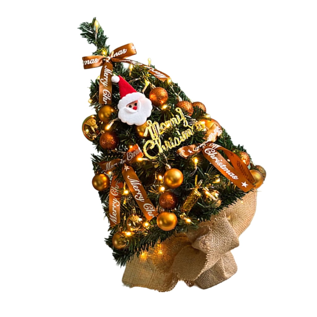 YIEMEEN Pre Decorated 45cm Tabletop Christmas Tree With LED String ...