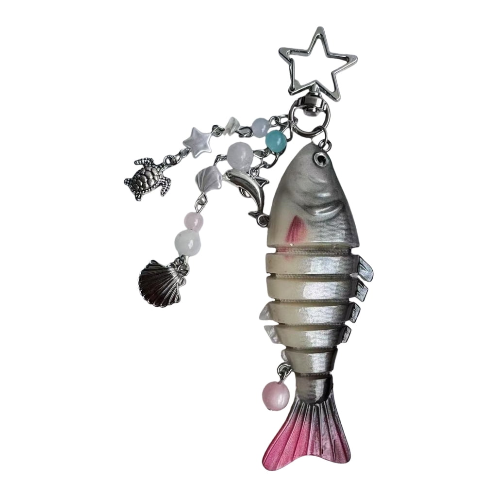 YIEMEEN Realistic Fish Shaped Keychain Flexible Multi Joint Design ...