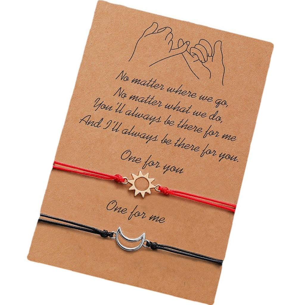 YIEMEEN Set Of 2 Sophisticated Moon And Sun Bracelets For Couples Made ...