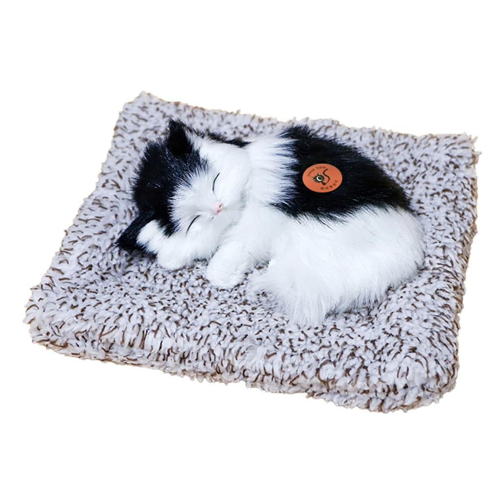 YIEMEEN Simulation Faux Fur Sleeping for Cat on Pad Plush Toy with ...
