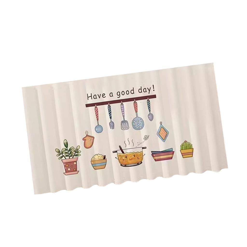 YIEMEEN Sliding Kitchen Cabinet Curtain Easy Setups Washable Fabric ...