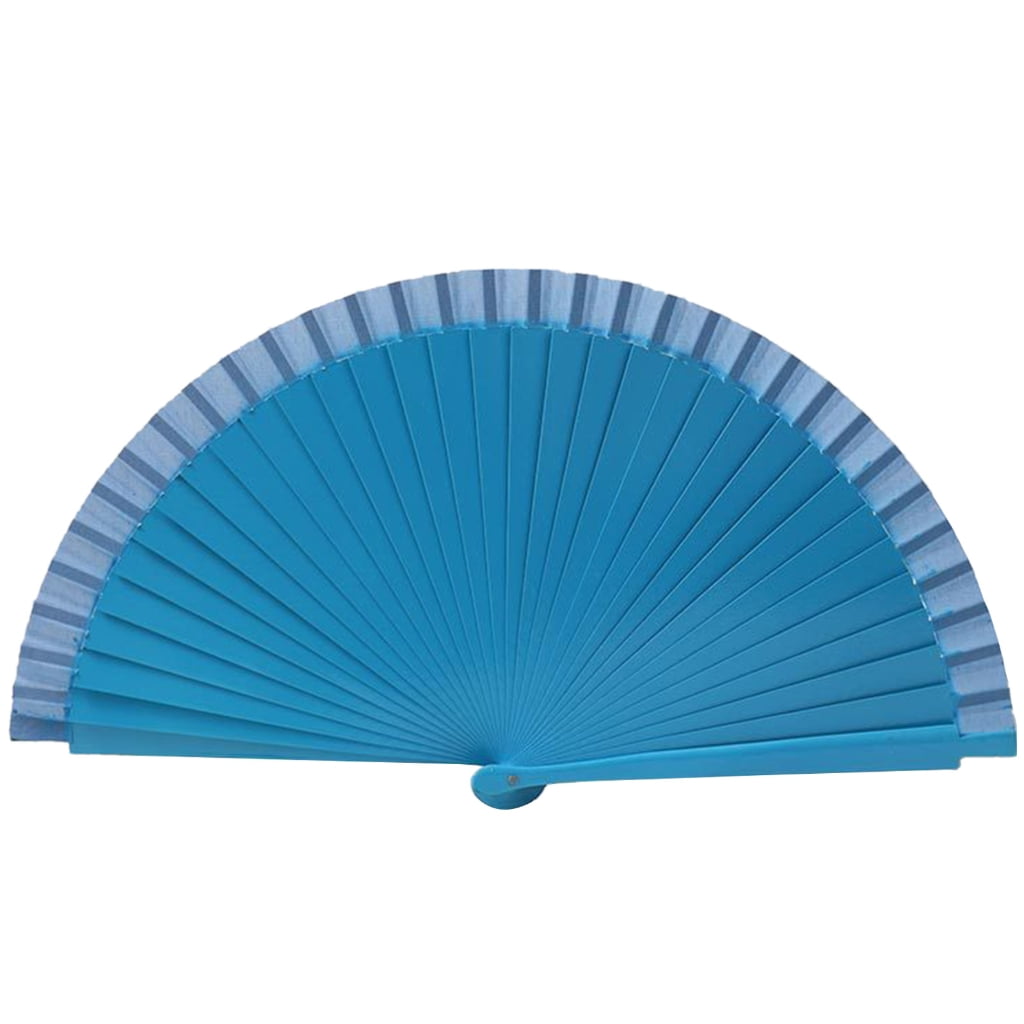 YIEMEEN Spanish Wood Folding Fan Solid Color Plain Modern Classical ...