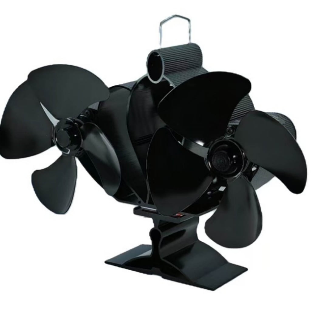 YIEMEEN Temperature Activated Stove Fan With Double Drill Propellers ...