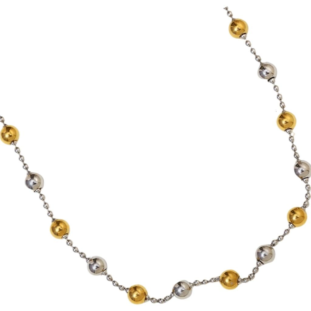 YIEMEEN Trendy Double Color Round Bead Chain Necklace Adjustable ...