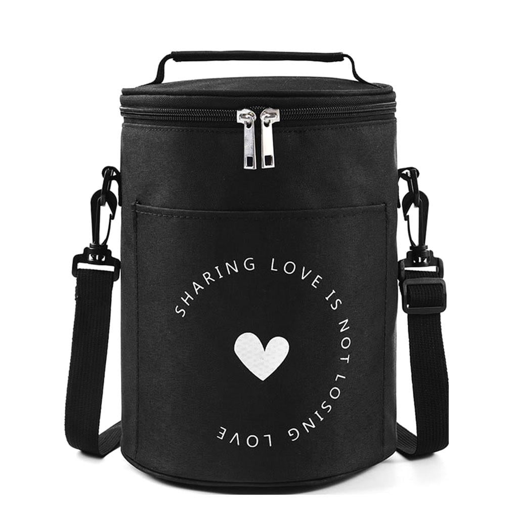 YIEMEEN Waterproof Oxford Insulated Round Lunch Tote Cylinder Cooler ...