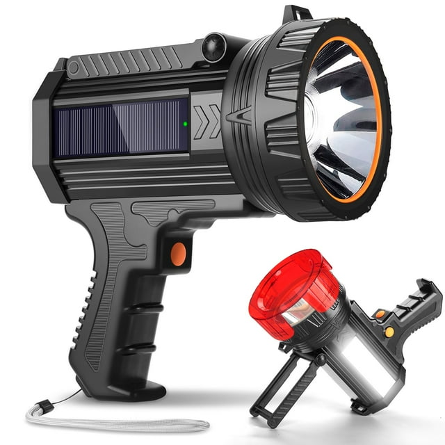YIERBLUE Rechargeable Spotlight Flashlight with Solar Panels, 300000 ...
