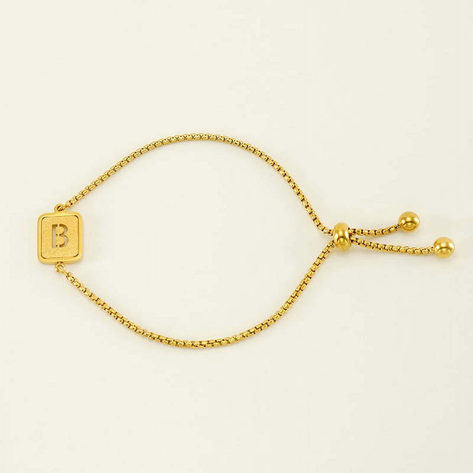 YIFSIY 18K Gold Plated Initial Letter B Bracelet Stainless Steel Hollow ...