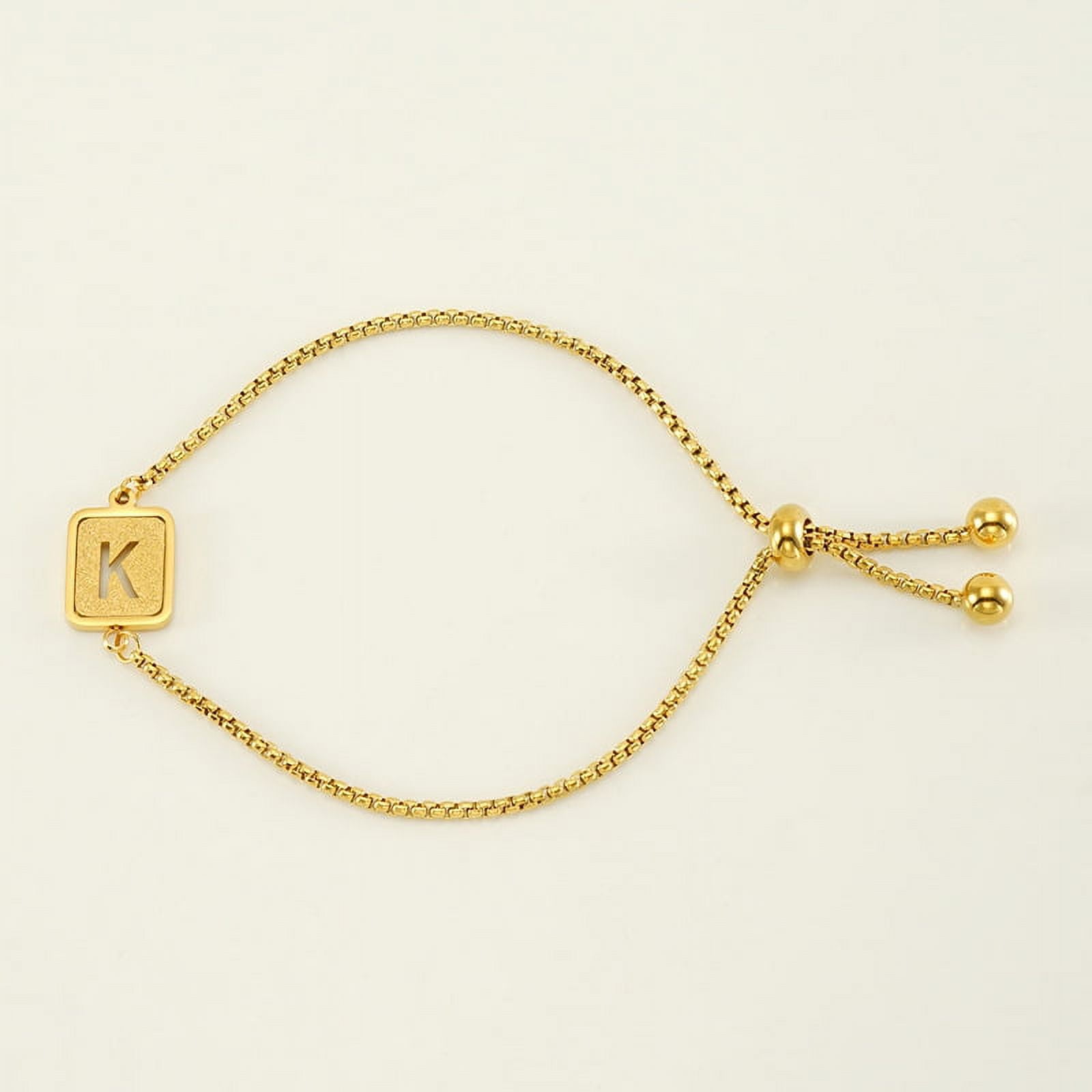 YIFSIY 18K Gold Plated Initial Letter K Bracelet Stainless Steel Hollow ...
