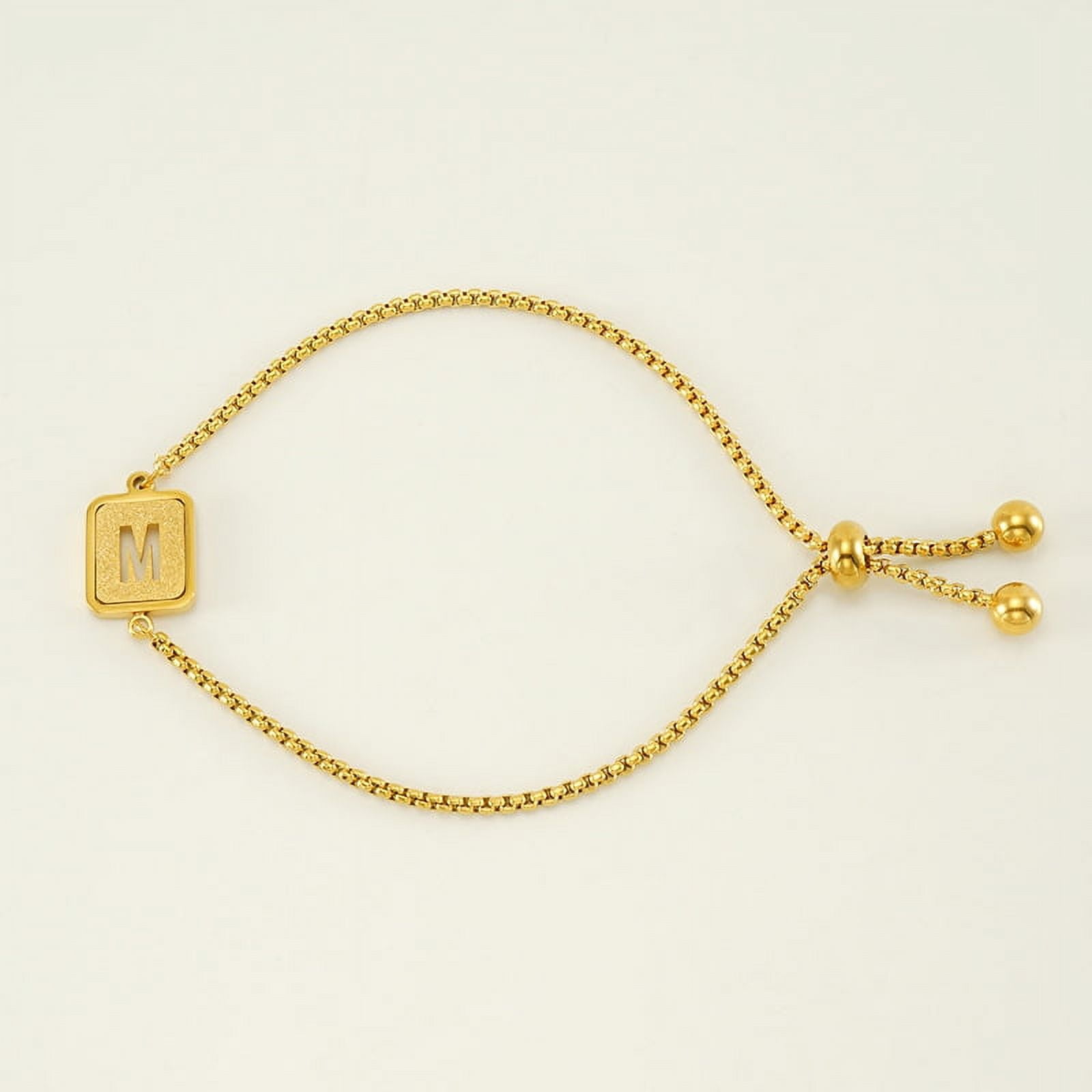 YIFSIY 18K Gold Plated Initial Letter M Bracelet Stainless Steel Hollow ...