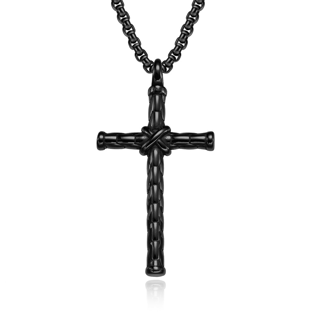 YIFSIY Cross Pendant for Men Hip-hop Stainless Steel Black Cross ...