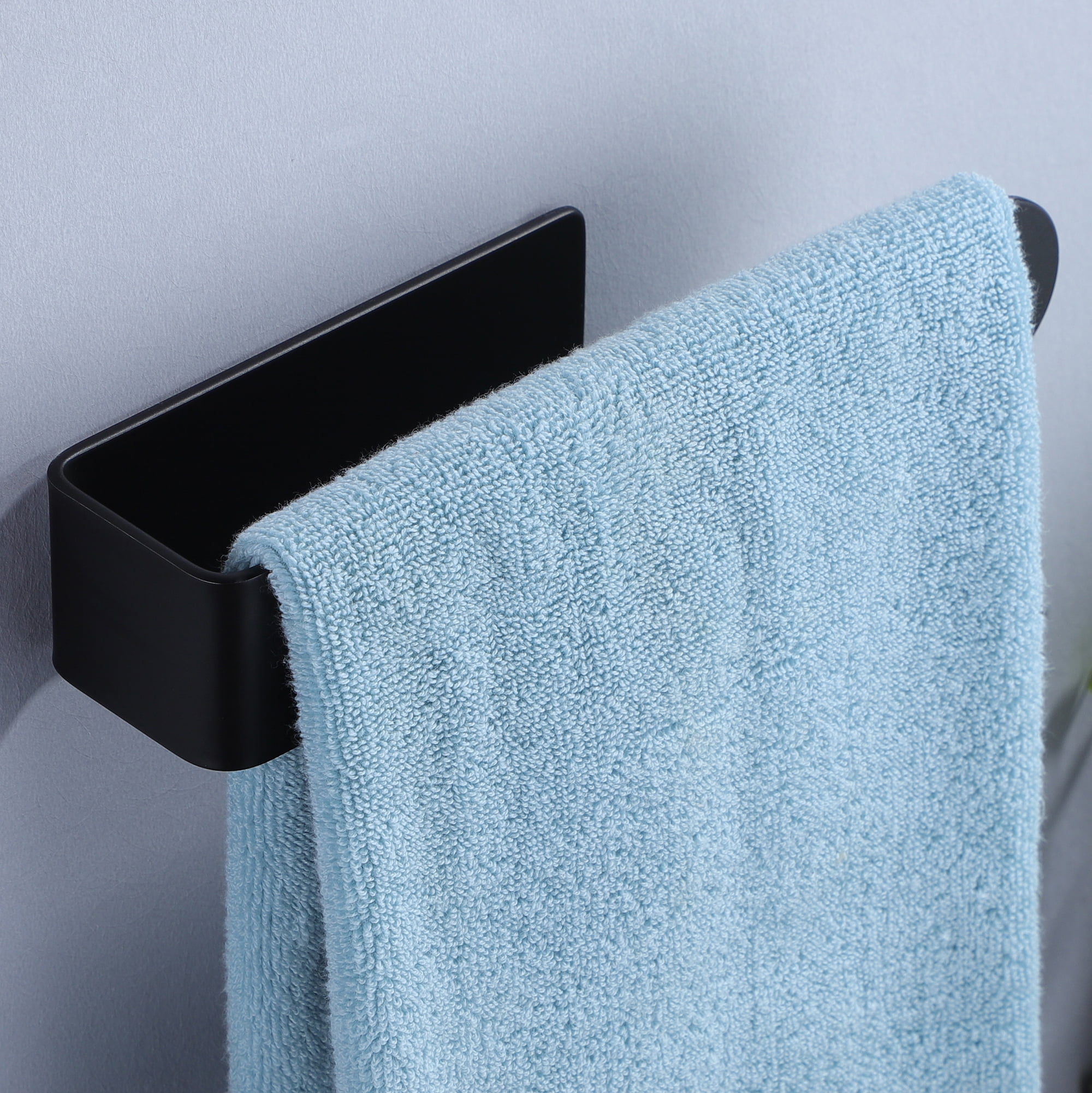 YIGII Metal Hand Towel Holder/Bar - Self Adhesive, U-Shaped, Black Face ...