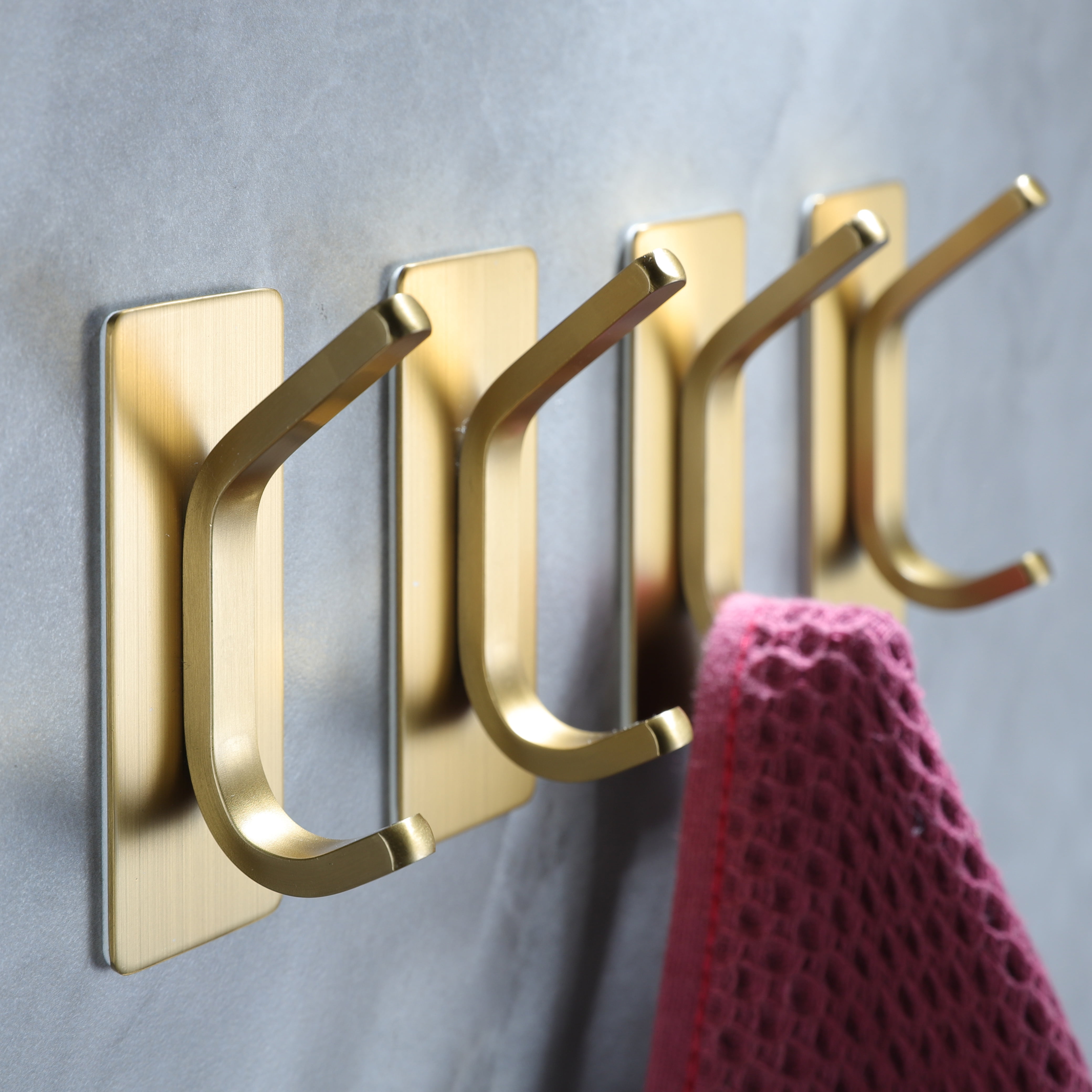 YIGII Gold Wall Hooks - Adhesive Hangers for Coat, Hat, Towel, Robe, 4 ...