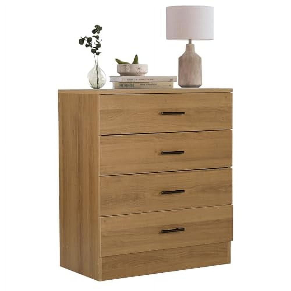YIGOBUY Wooden Dresser for Bedroom Oak 4 Drawer Tall Dressers Small ...